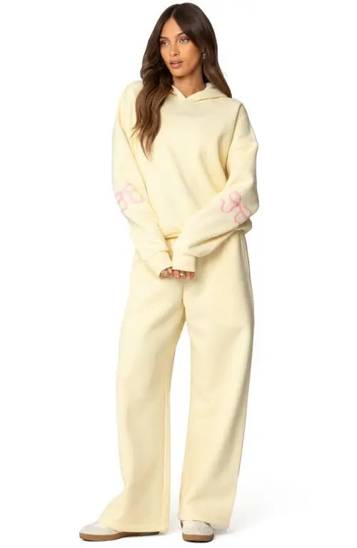 EDIKTED Bonney Bow Detail Sweatpants - Yellow