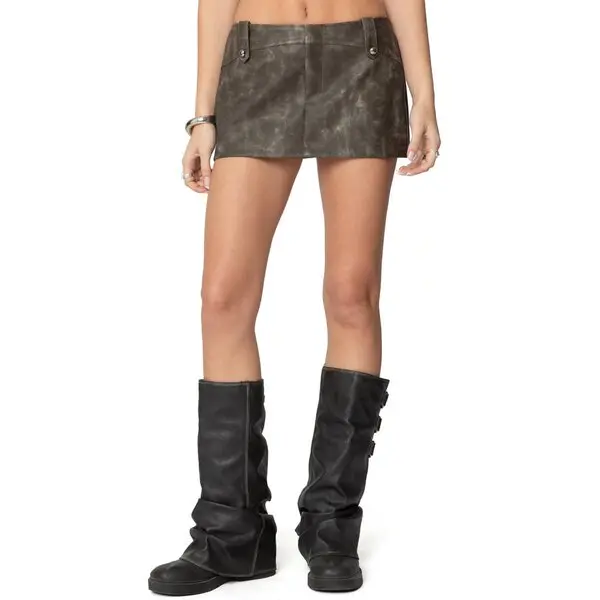 EDIKTED Faux Leather Mini Skirt