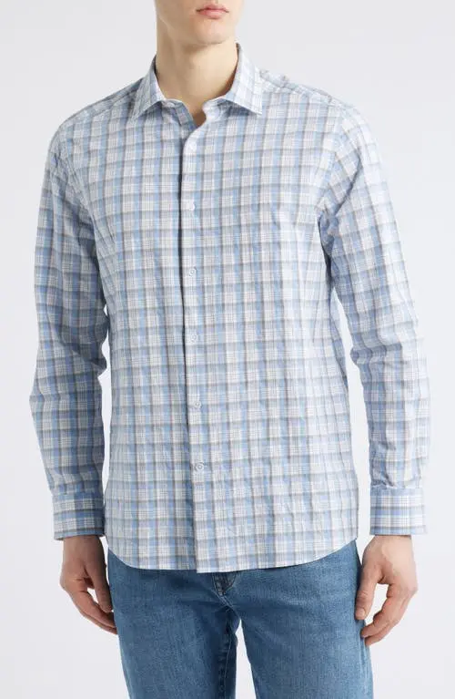 Johnston & Murphy Outline Grid Plaid Button-up Shirt