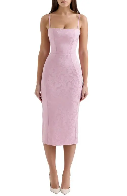 House Of Cb Ophelle Satin Jacquard Dress - Zephyr | Editorialist