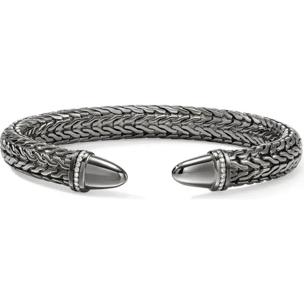 John Hardy Spear 50 Flex Cuff Bracelet With Diamonds - Dark Silver/ Diamond .25ct