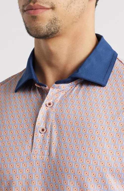 Johnston & Murphy Xc4® + Cool Degree™ Geo Print Performance Golf Polo - Orange