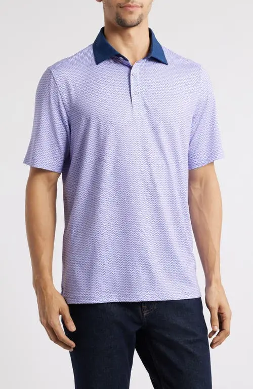 Johnston & Murphy Xc4® + Cool Degree™ Geo Print Performance Golf Polo - Purple/navy