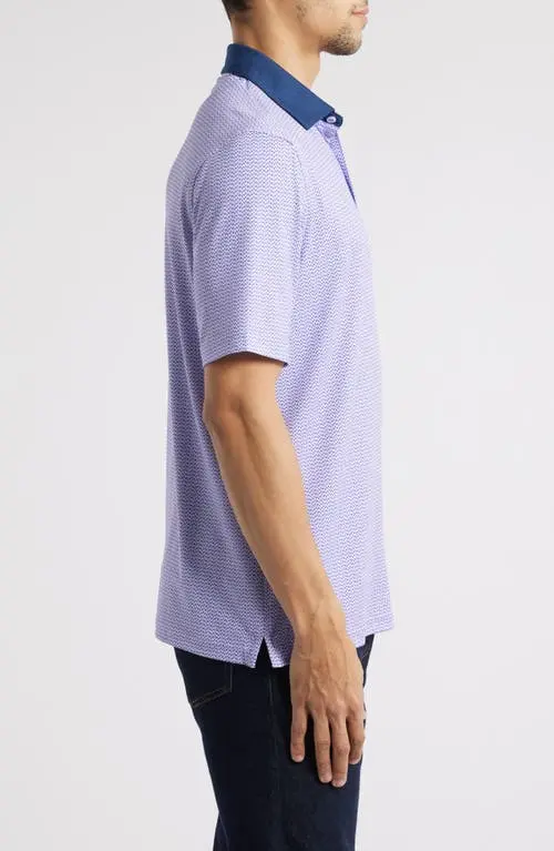 Johnston & Murphy Xc4® + Cool Degree™ Geo Print Performance Golf Polo - Purple/navy