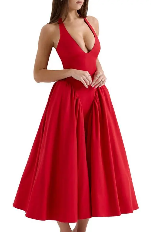 House Of Cb Marilyn Halter Midi Dress - Haute Red