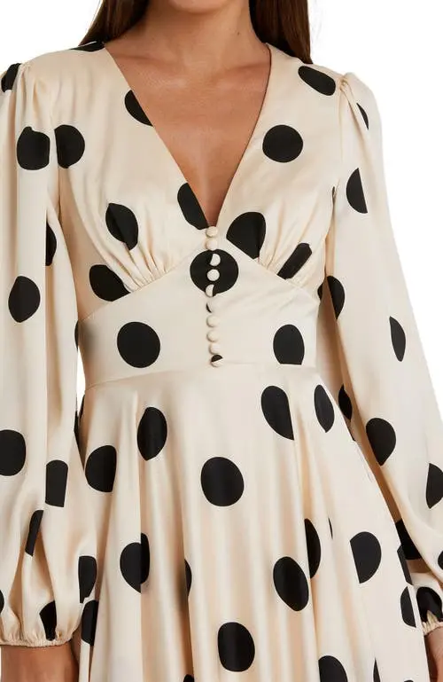 Mac Duggal Polka Dot Charmeuse Midi Dress