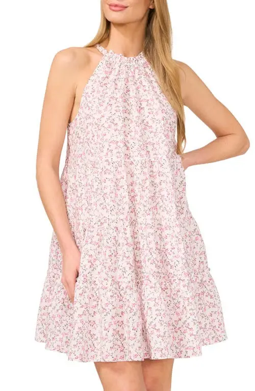 CECE DUPRAZ Floral Sleeveless Tiered Linen & Cotton Dress