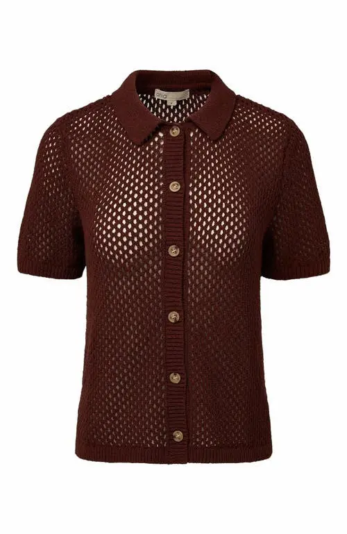 Onia Crochet Knit Button-up Shirt