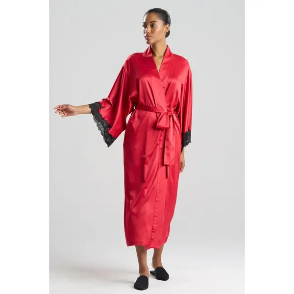 Natori Peony Glamour Robe - Red/black