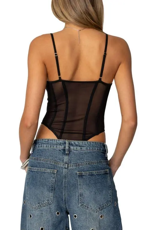 EDIKTED Jenia Bustier Mesh Bodysuit