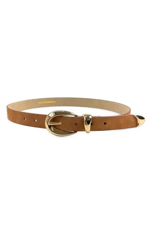 PETIT MOMENTS Marisa Faux Suede Belt - Brown Suede/ Gold