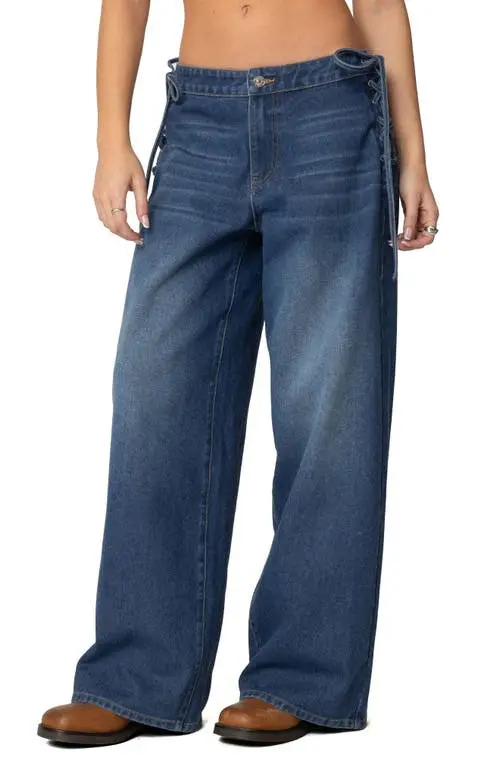 EDIKTED Katt Lace Up Baggy Jeans