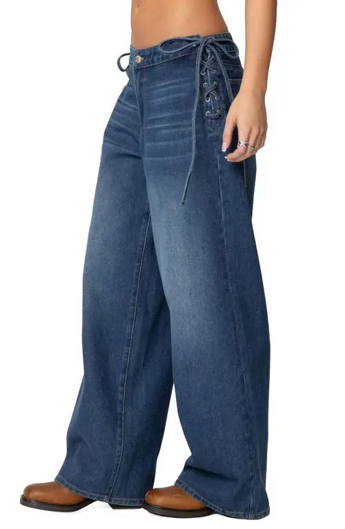 EDIKTED Katt Lace Up Baggy Jeans
