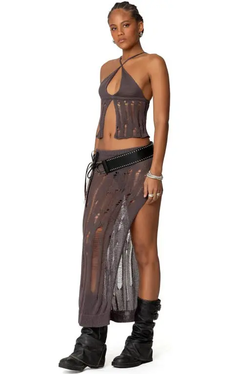 EDIKTED Jaynie Distressed Camisole Sweater