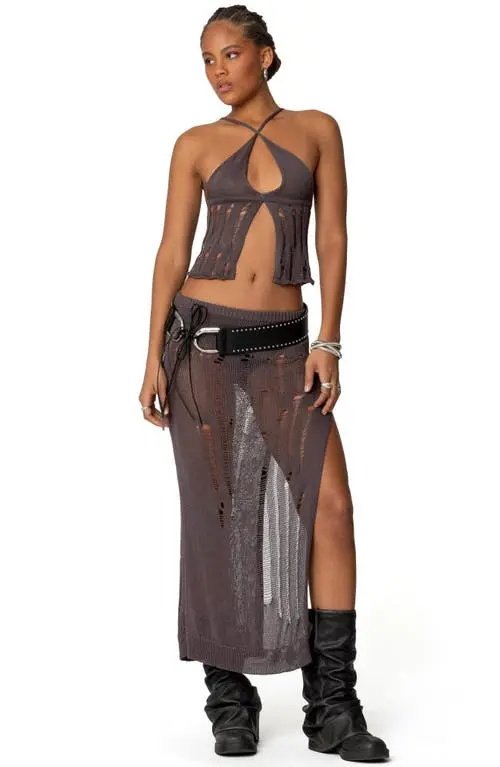 EDIKTED Jaynie Distressed Camisole Sweater