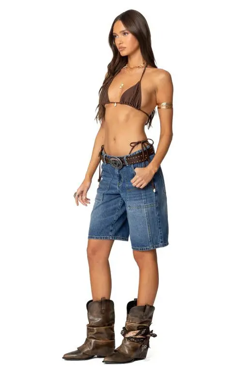 EDIKTED Tris Low-rise Denim Bermuda Shorts