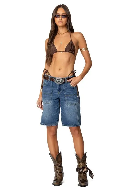 EDIKTED Tris Low-rise Denim Bermuda Shorts