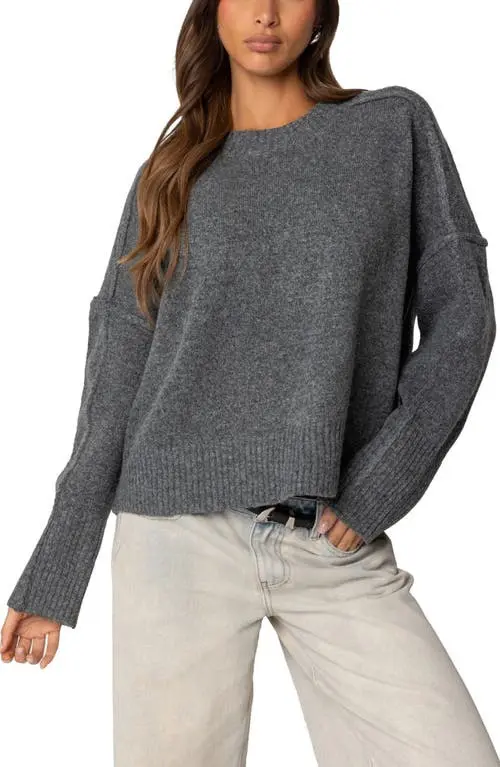 EDIKTED Shirley Oversize Crewneck Sweater - Dark-gray