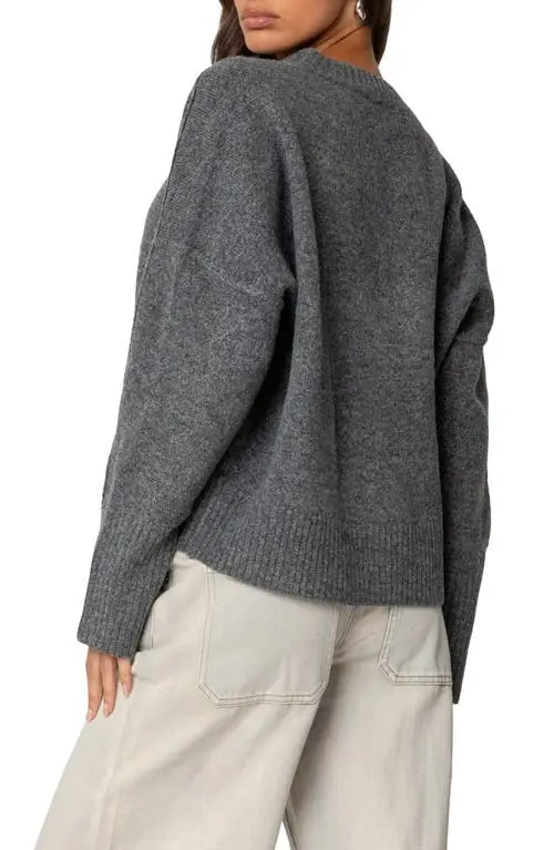 EDIKTED Shirley Oversize Crewneck Sweater - Dark-gray