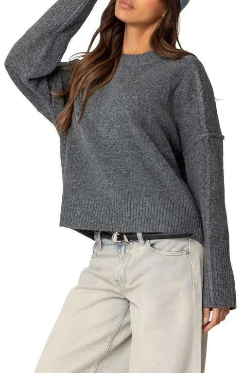 EDIKTED Shirley Oversize Crewneck Sweater - Dark-gray