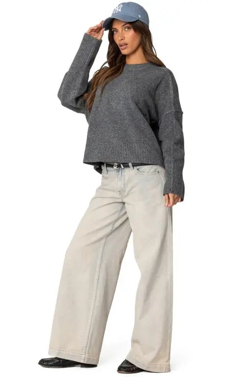 EDIKTED Shirley Oversize Crewneck Sweater - Dark-gray