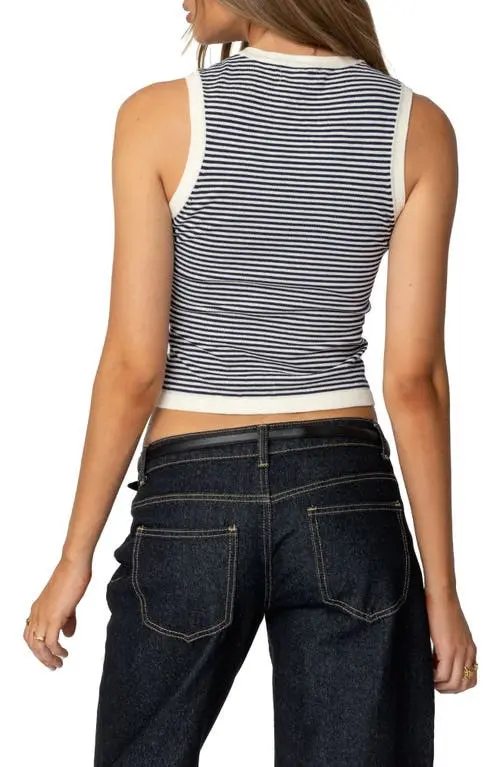 EDIKTED Everson Stripe Sleeveless Knit Crop Top