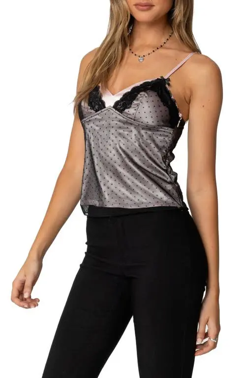 EDIKTED Janie Polka Dot Mesh Camisole