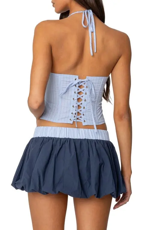 EDIKTED Janey Striped Halter Corset Top