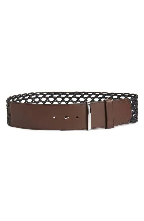 Max Mara Woven Mixed Media Belt - Brown/ Black