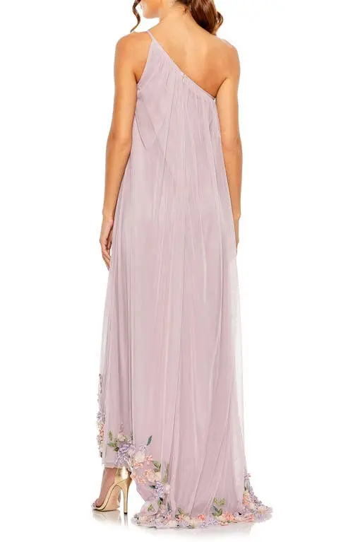 Mac Duggal One-shoulder Embellished High-low Gown - Orchid Multi