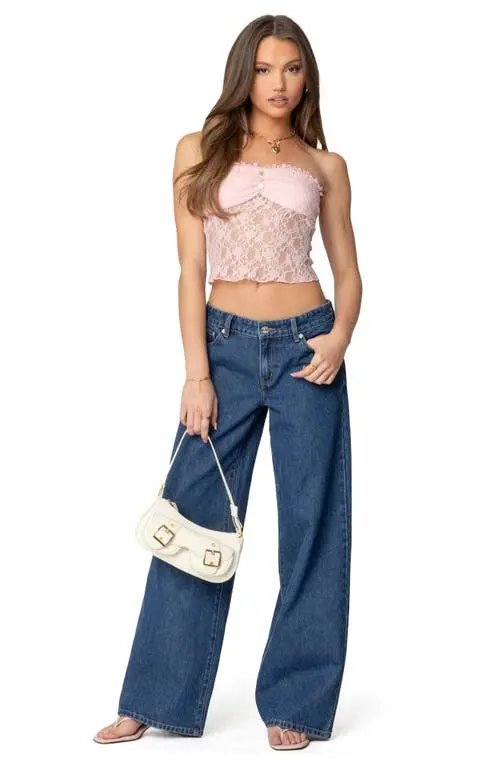 EDIKTED Odilia Strapless Lace Crop Top