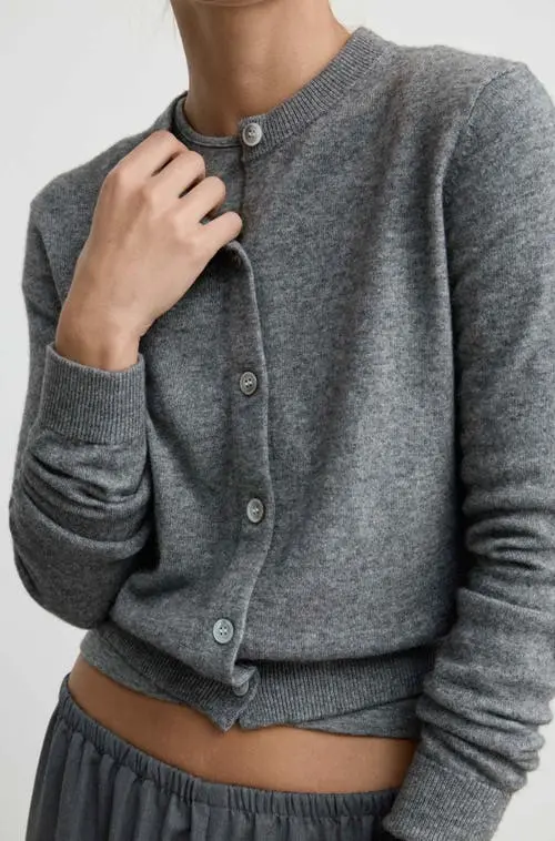 Almina Concept Classic Wool Cardigan - Grey