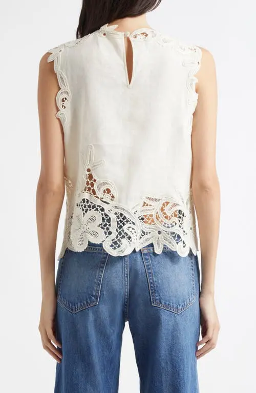 Ulla Johnson Marlis Lace Trim Linen Top
