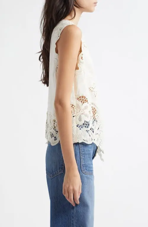 Ulla Johnson Marlis Lace Trim Linen Top
