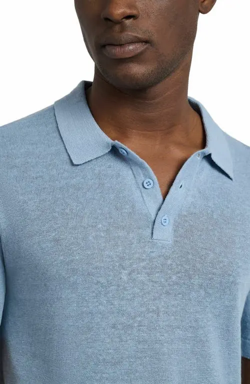 Onia Linen Sweater Polo - Baby Blue