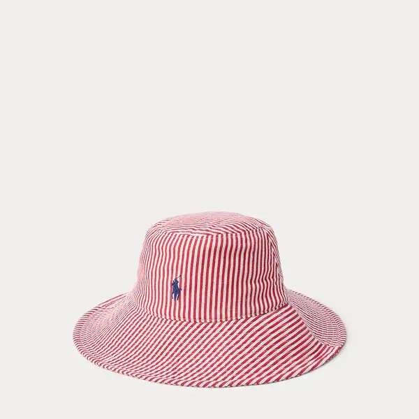 Ralph Lauren Striped Linen Sun Hat - Red/white