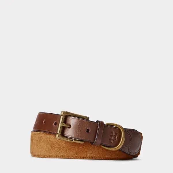 Ralph Lauren Leather-trim Suede Belt - Tan