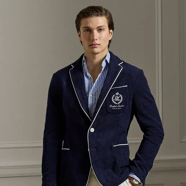 Ralph Lauren Hand-tailored Embroidered Terry Blazer - Classic Chairman Navy