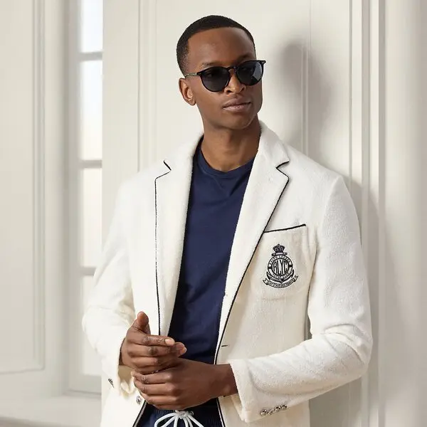Ralph Lauren Hand-tailored Embroidered Terry Blazer - White