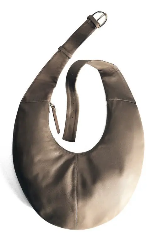 Mango Half Moon Leather Shoulder Bag