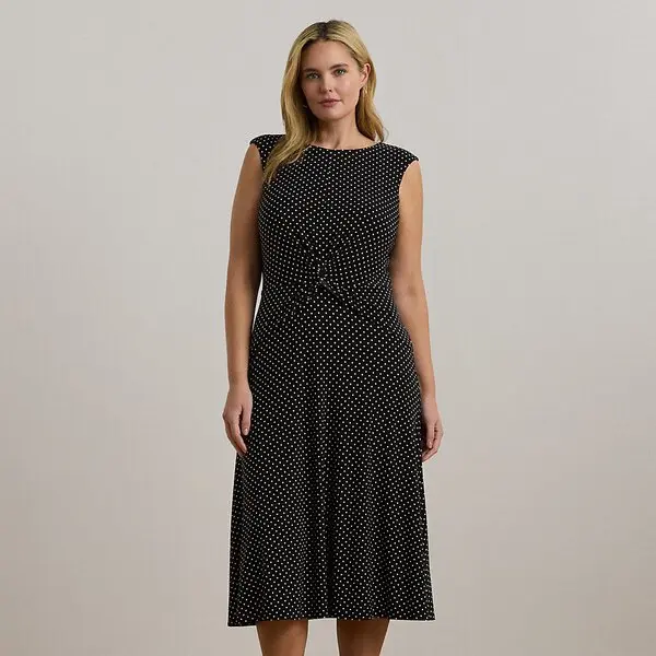 Polka-dot Jersey Dress - Black/cream