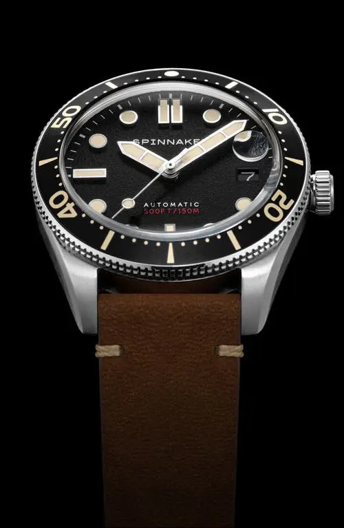 SPINNAKER Croft Midsize Automatic Leather Strap Watch