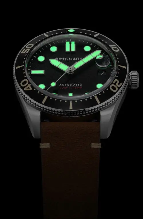 SPINNAKER Croft Midsize Automatic Leather Strap Watch