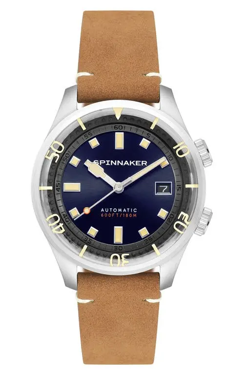 SPINNAKER Bradner Automatic Leather Strap Watch - Blue