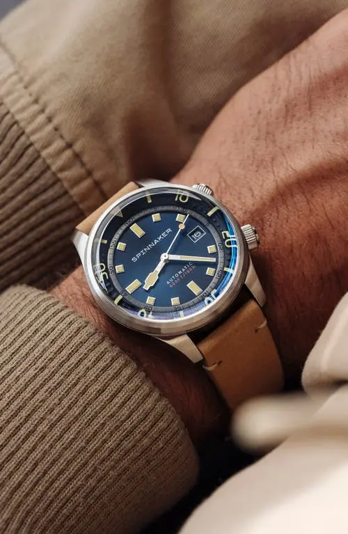 SPINNAKER Bradner Automatic Leather Strap Watch - Blue