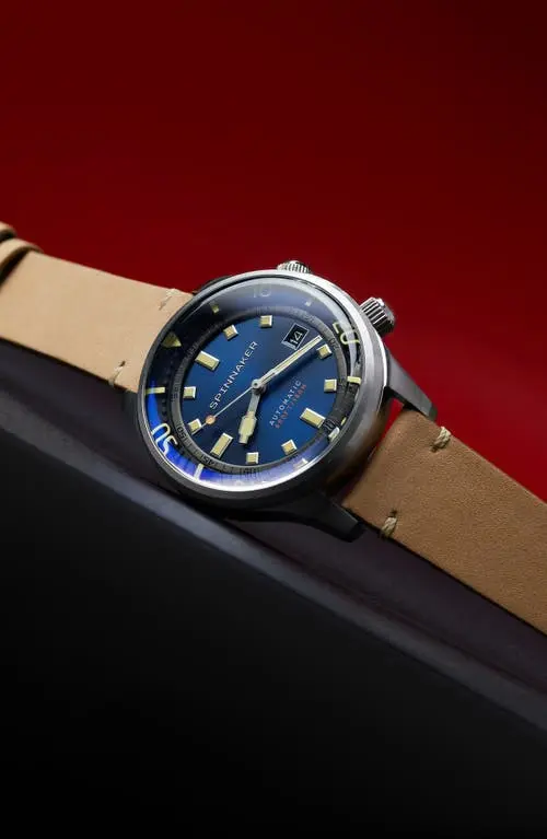 SPINNAKER Bradner Automatic Leather Strap Watch - Blue