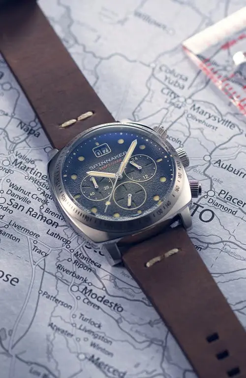 SPINNAKER Hull Chronograph Leather Strap Watch - Green