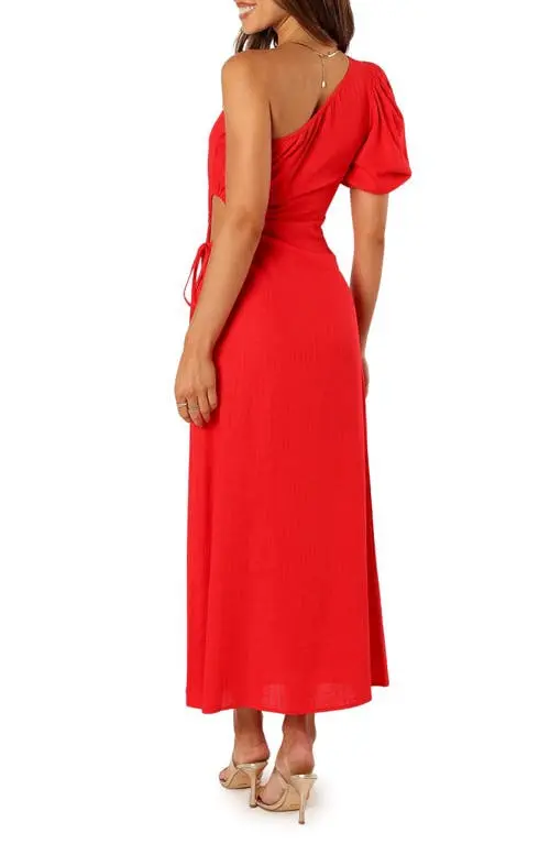 PETAL & PUP Cutout Puff Sleeve One-shoulder Maxi Dress