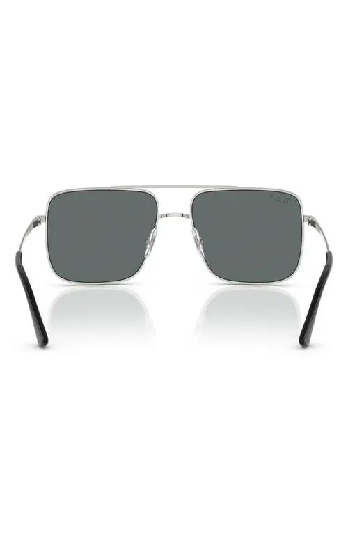 Ray-ban 56mm Polarized Square Sunglasses - Silver