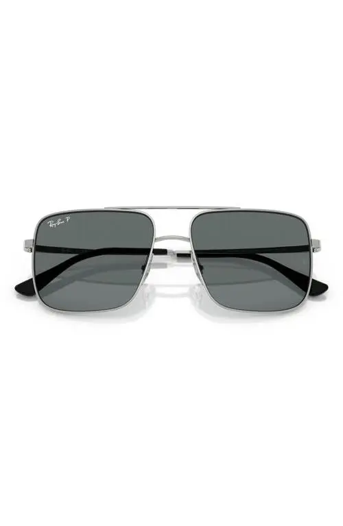 Ray-ban 56mm Polarized Square Sunglasses - Silver